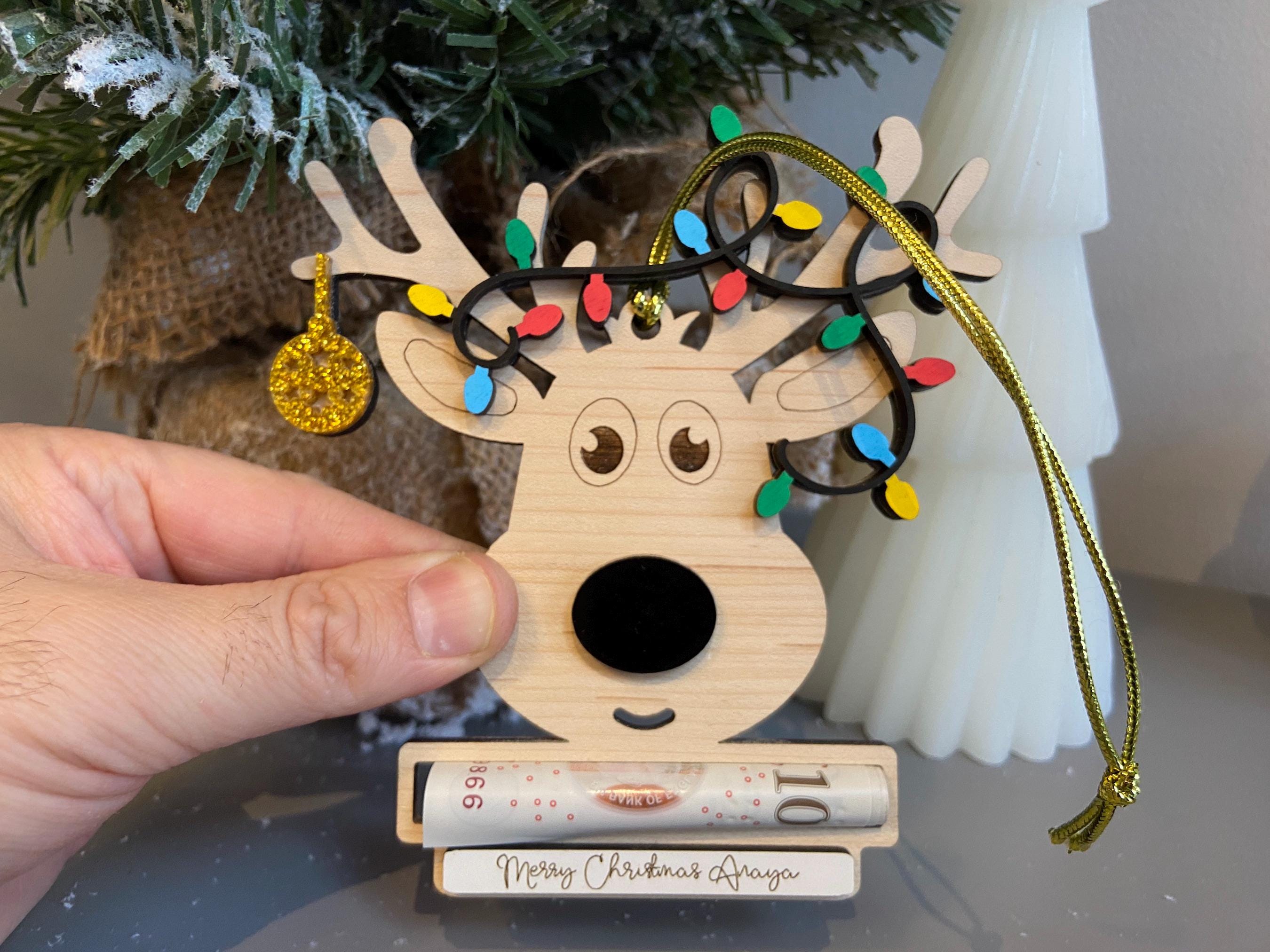DIGITAL FILE, Reindeer Money Holder Christmas Ornament SVG File, Holds ...