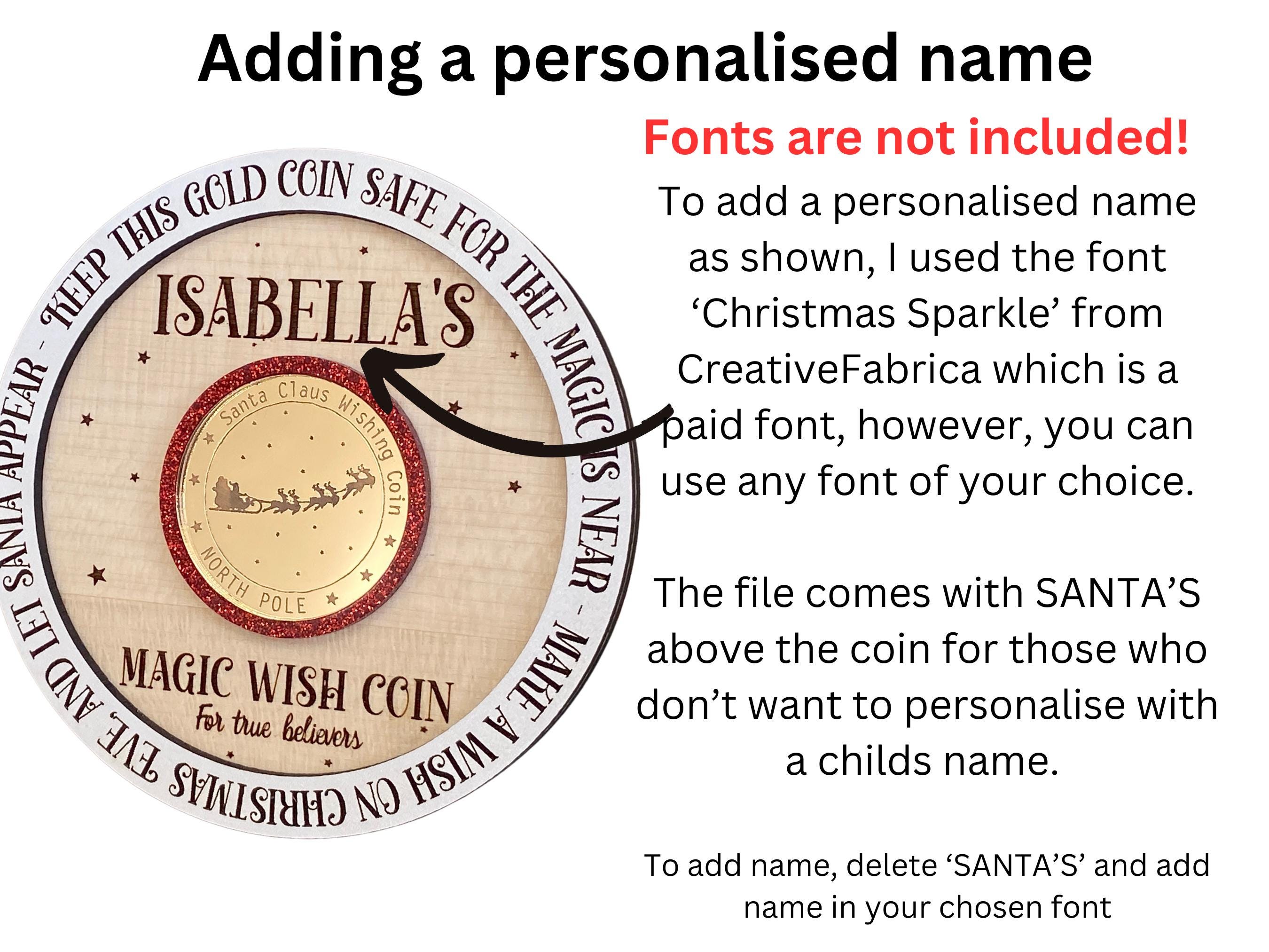 DIGITAL FILE, Santa's Magic Wish Coin SVG File, Christmas Ornament ...