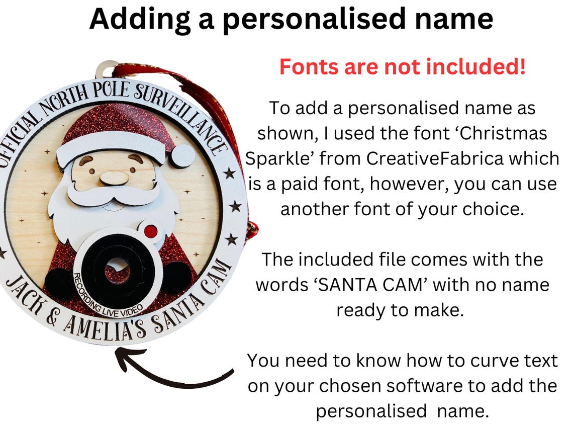 DIGITAL FILE, 3D Santa Cam Christmas Ornament, SVG Laser Cut File ...