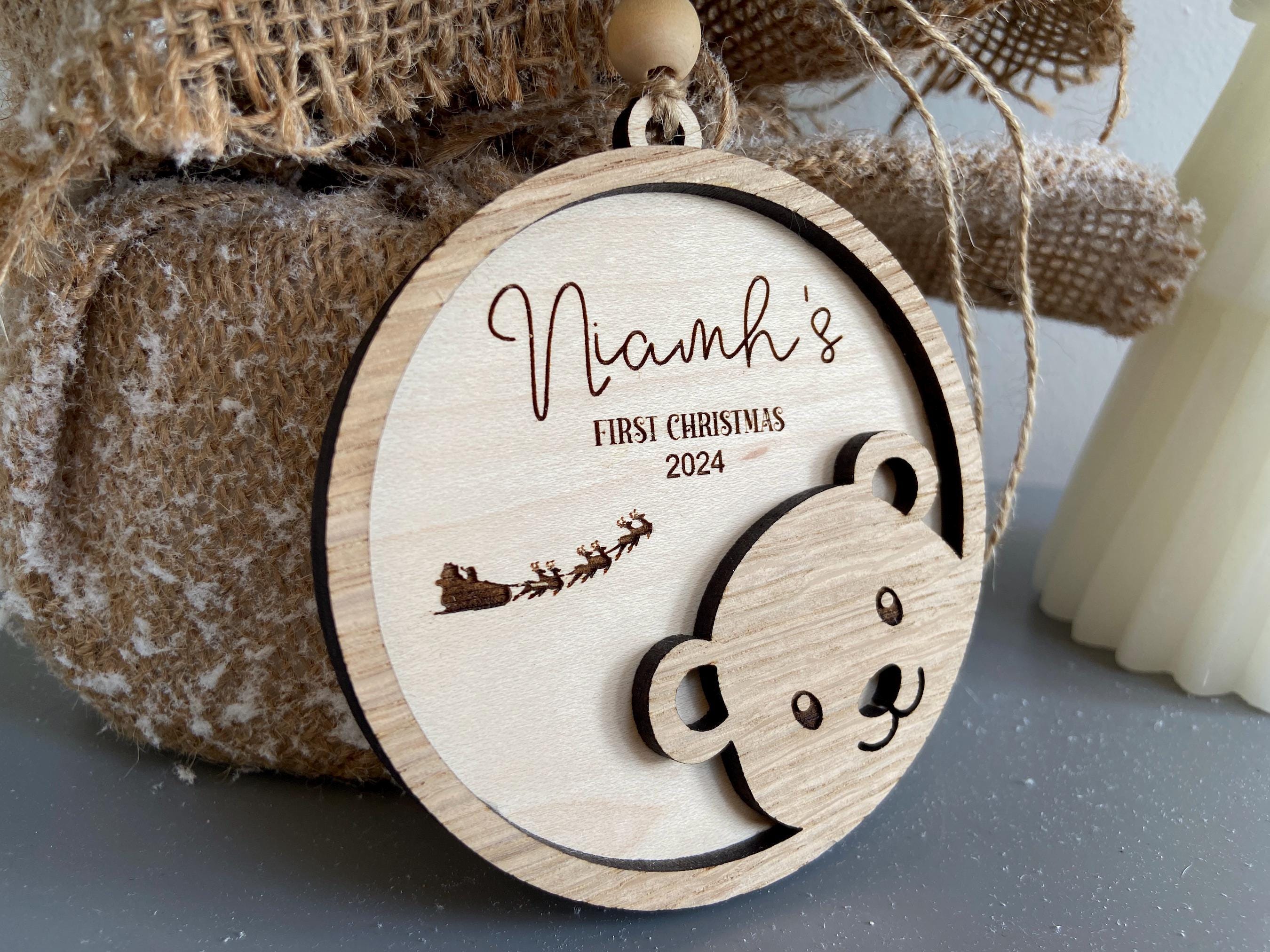 DIGITAL FILE, First Christmas Teddy Ornament SVG File, Personalised ...