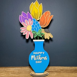 DIGITAL FILE, Mothers Day Flowers & Vase With Stand SVG File, Multi ...