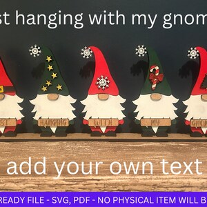 DIGITAL FILE, Set of 5 Christmas Gnomes on Stand SVG, Personalise Gonks ...