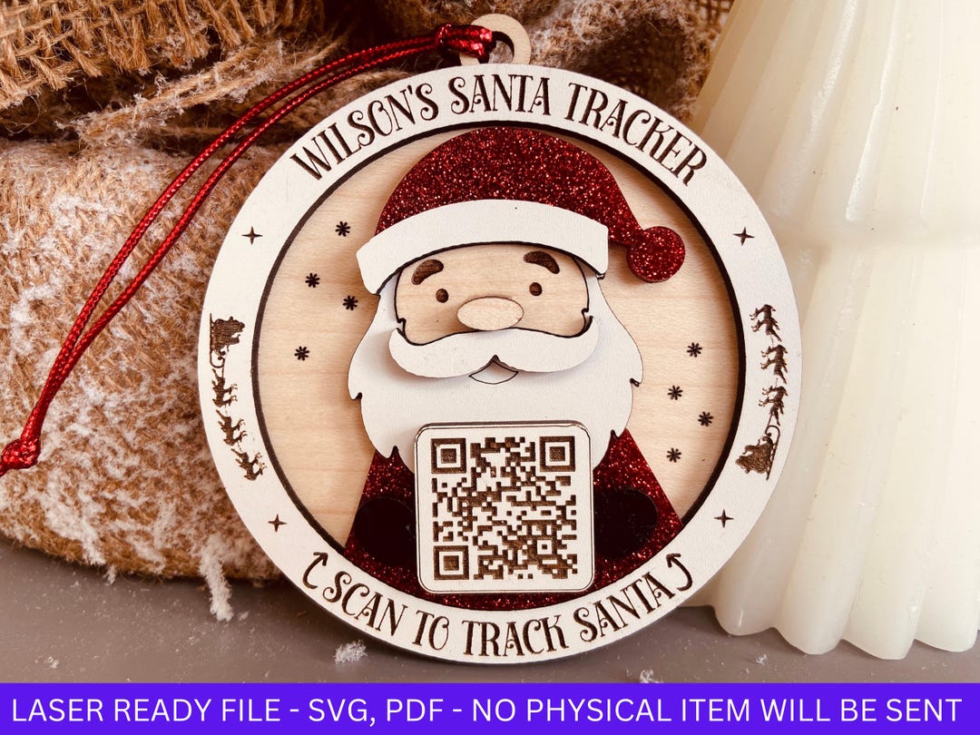 DIGITAL FILE, Santa Tracker Christmas Ornament SVG File, Personalised ...