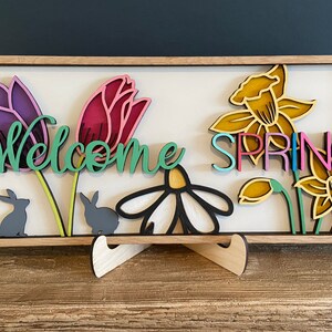 DIGITAL FILE, Welcome Spring Flower Sign SVG, Hello Spring Sign Shelf ...