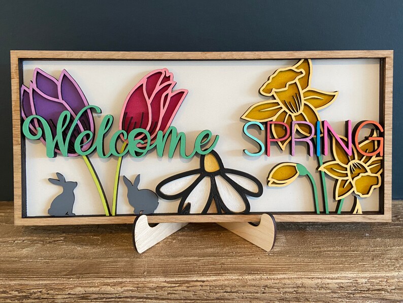 DIGITAL FILE Welcome Spring Flower Sign SVG Hello Spring - Etsy