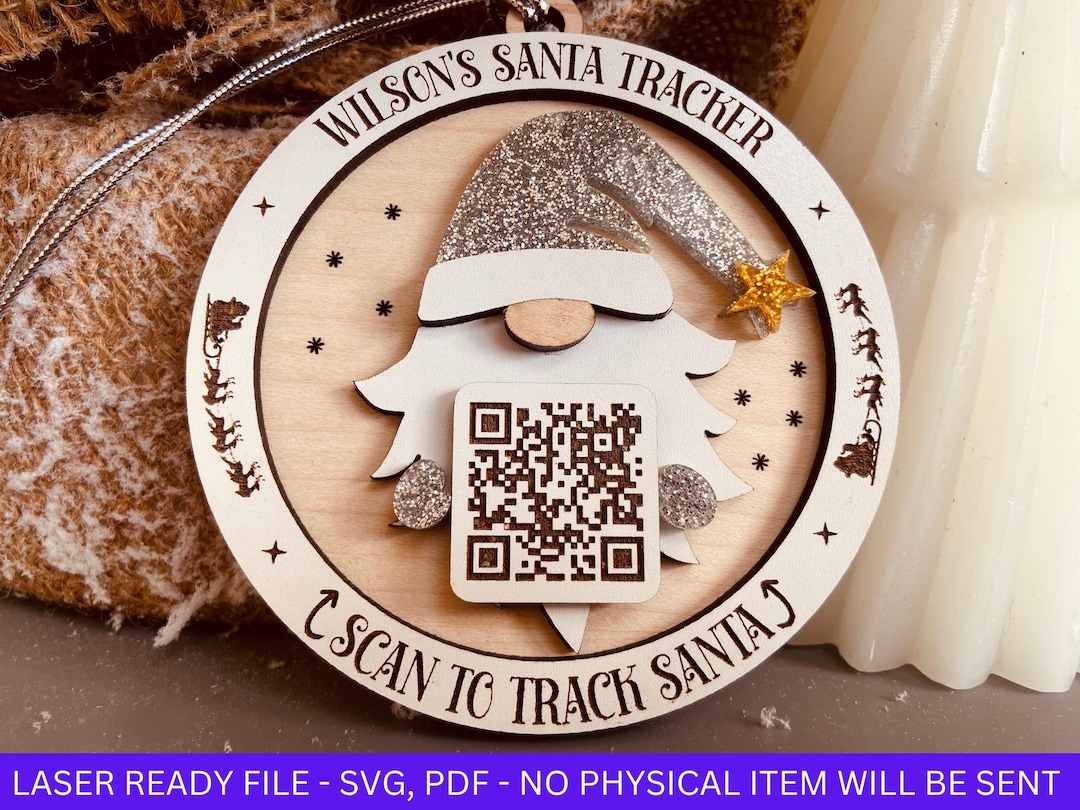 DIGITAL FILE, Gnome Santa Tracker Christmas Ornament SVG File ...