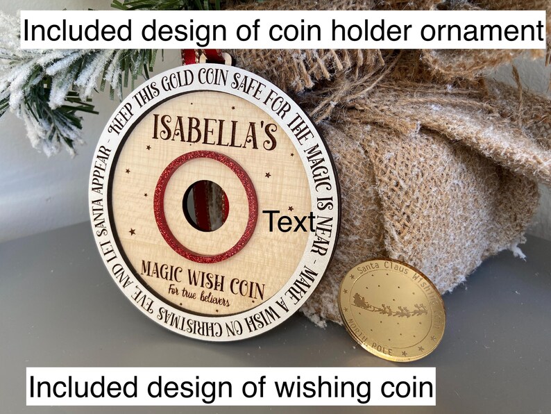 DIGITAL FILE, Santa's Magic Wish Coin SVG File, Christmas Ornament ...