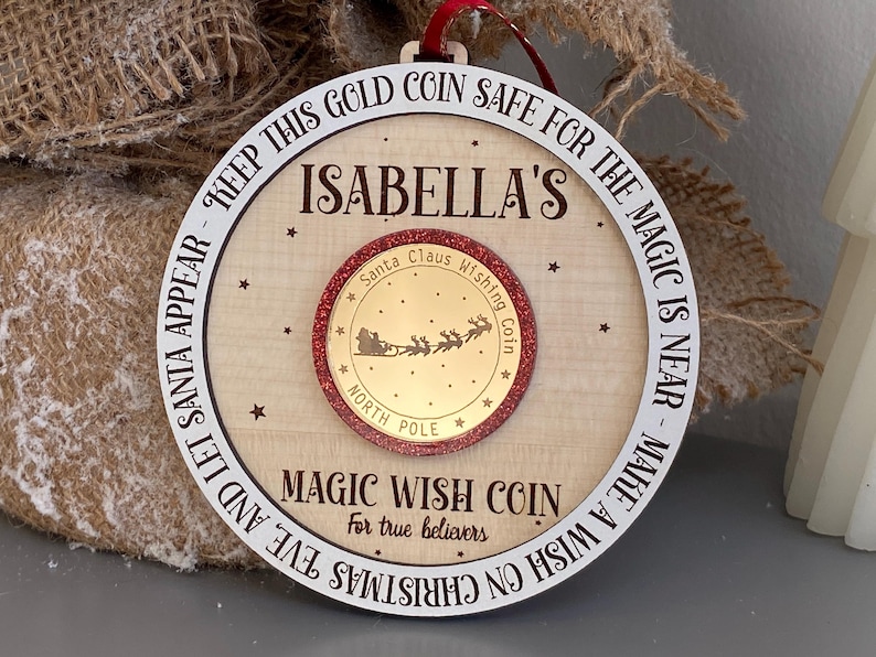 DIGITAL FILE, Santa's Magic Wish Coin SVG File, Christmas Ornament ...