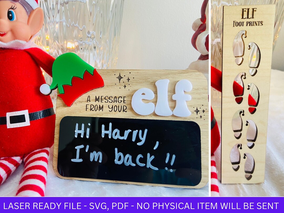 DIGITAL FILE, A Message From Your Elf Board Svg File, With Footprints ...