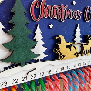 DIGITAL FILE, Candy Cane Christmas Countdown Calendar, Santas Sleigh ...