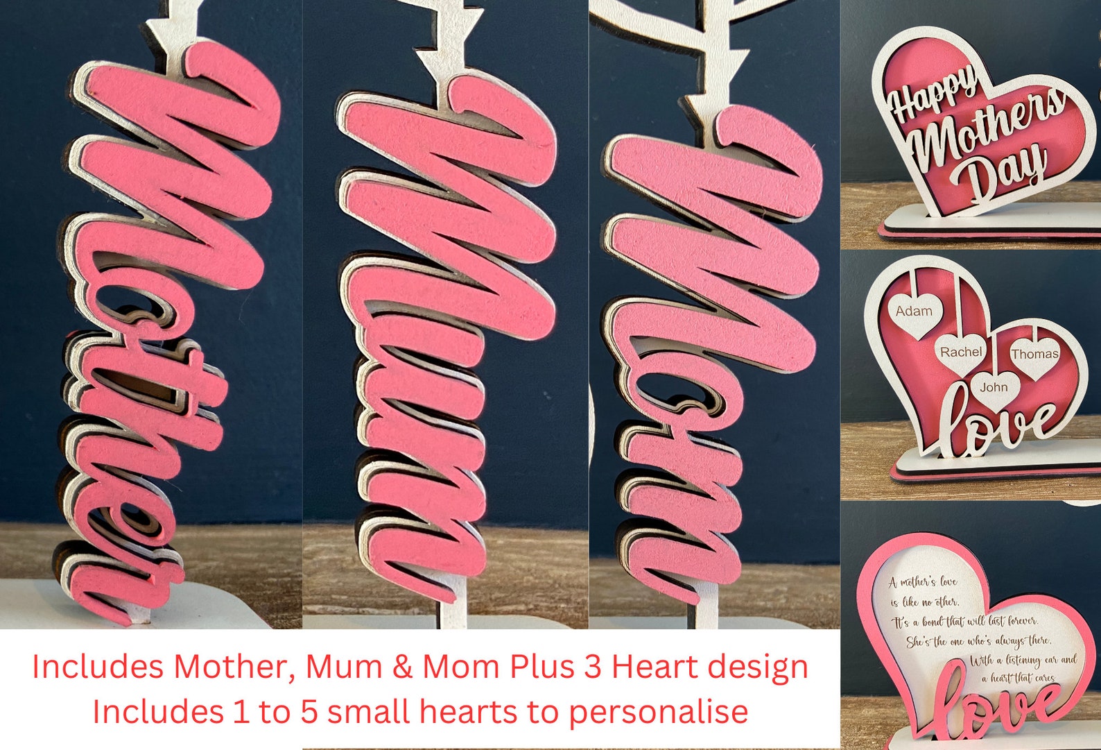 DIGITAL FILE, Mothers Day Rose & Heart With Stand SVG File, Gifts for ...