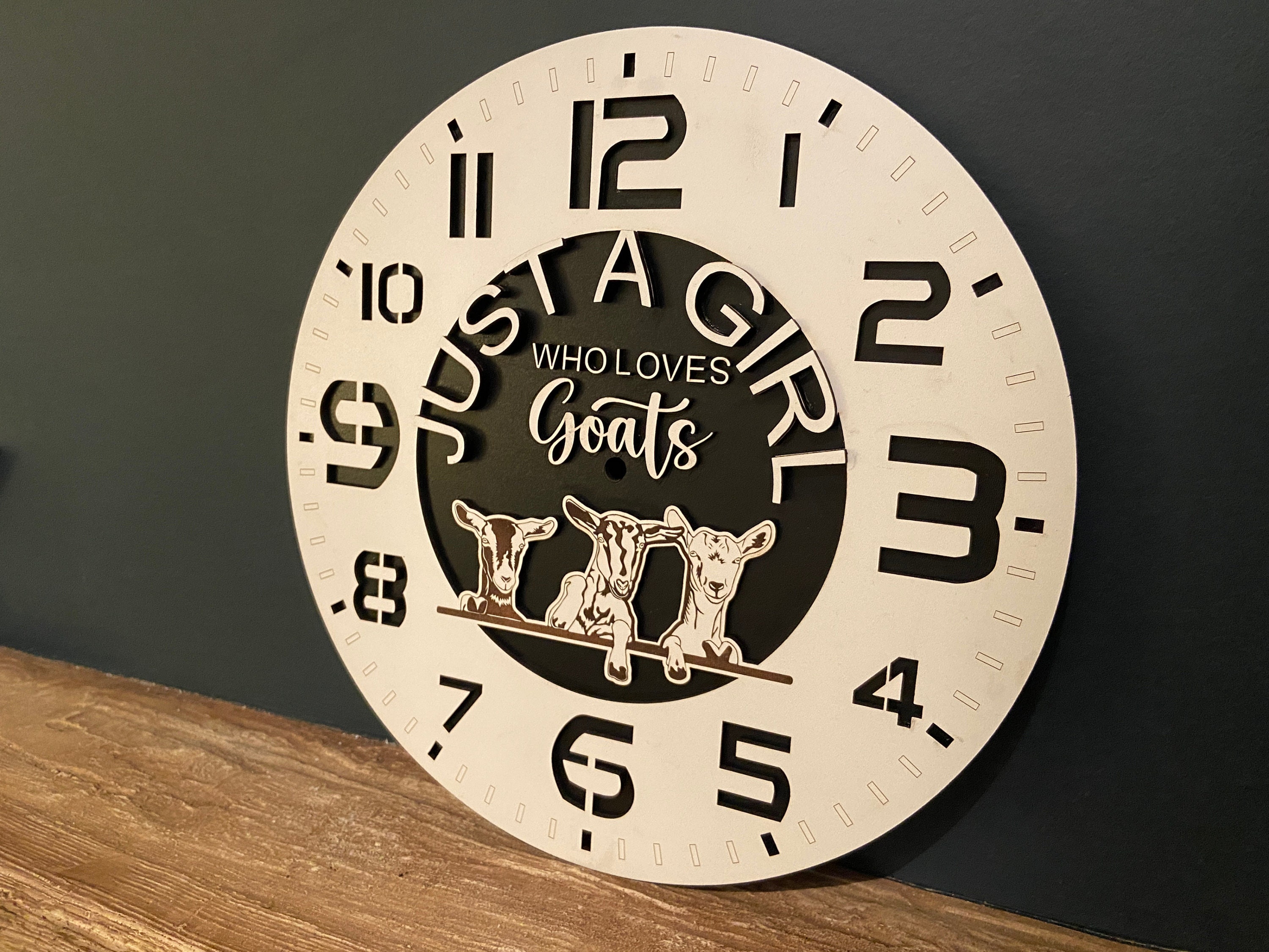 DIGITAL FILE, Laser Cut Goat Wall Clock With Girl Boy SVG File, Vector ...