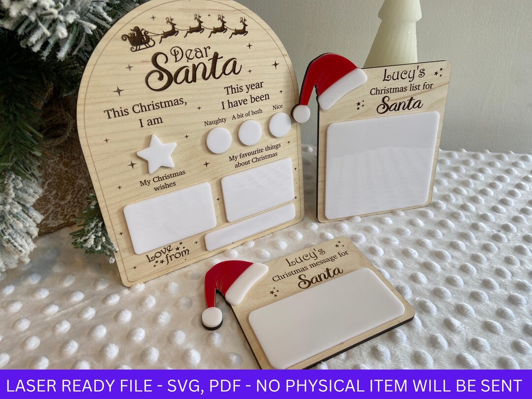 DIGITAL FILE, Dear Santa Christmas Letter Board SVG, Christmas List and ...