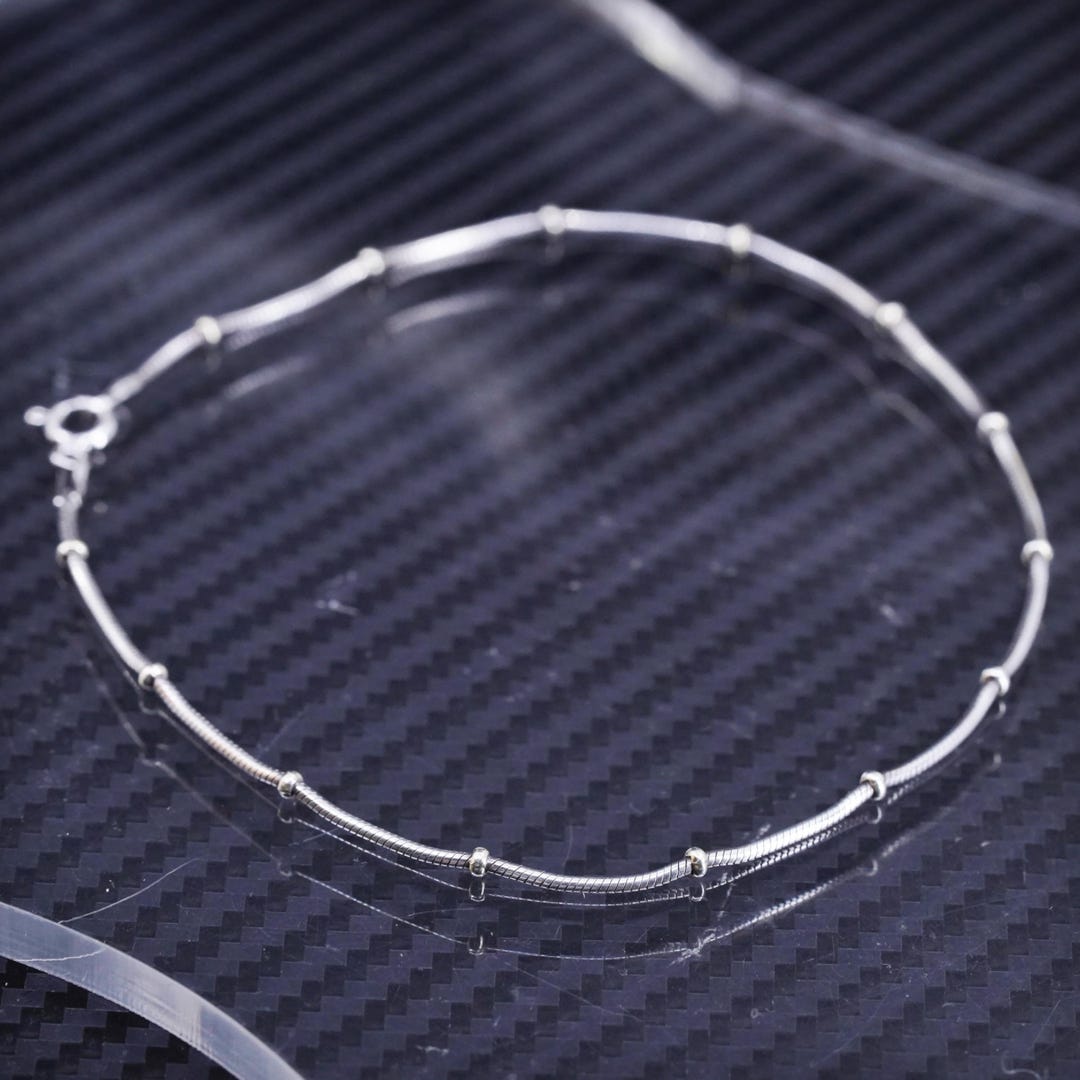 9” 1mm, Vintage Italian Sterling Silver 925 Snake Chain Anklet With ...