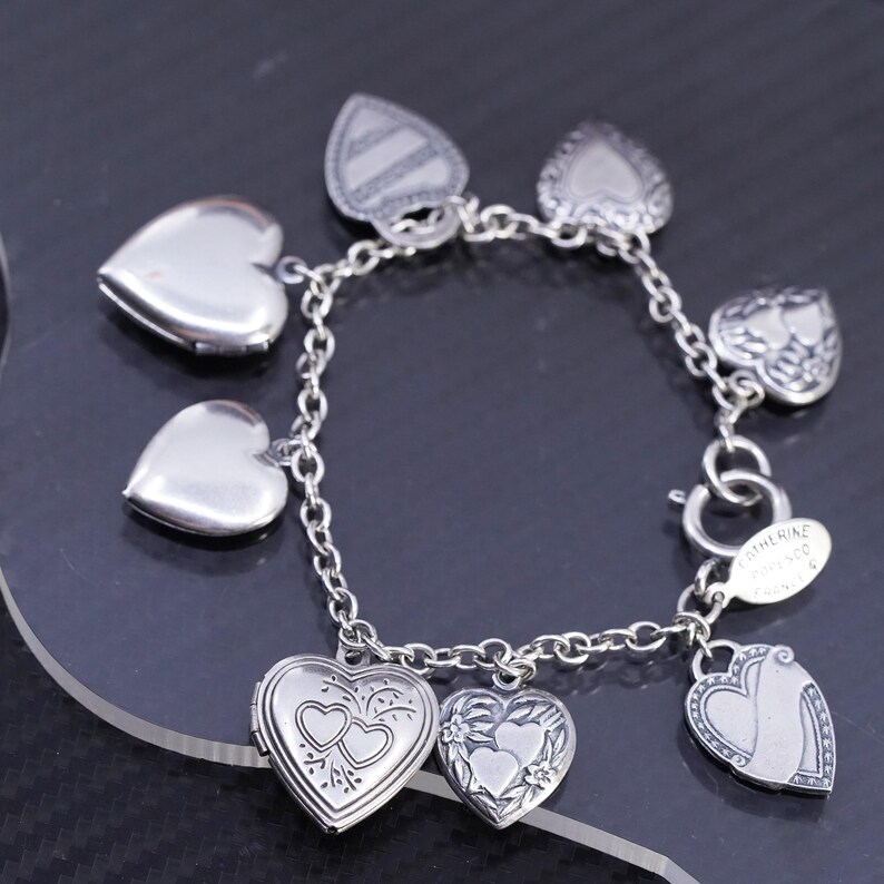 7.25”, Vintage Catherine Popesco French Silver Tone Circle Link Chain ...