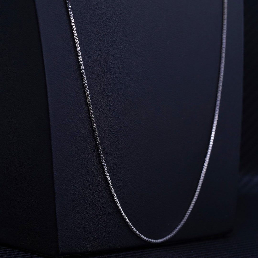 28” 1mm, Vintage Italian Sterling Silver 925 Box Chain Necklace ...