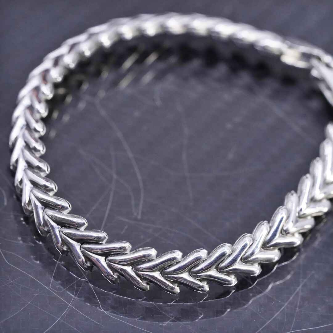 7” 8mm, Vintage Italian Sterling Silver 925 Puffy V Shaped Chain ...
