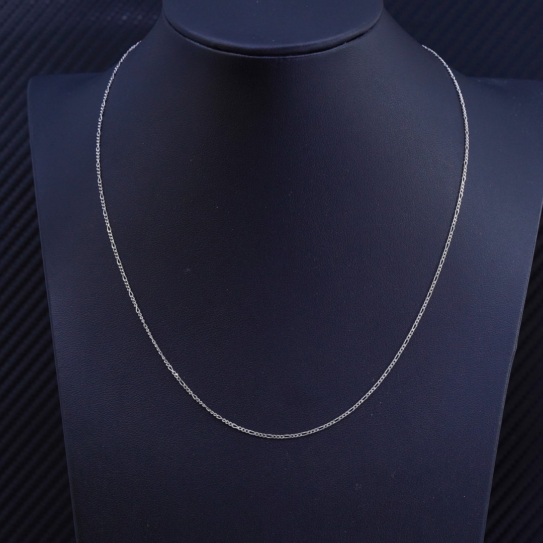 17 1mm, Vintage Italian Sterling Silver 925 Figaro Chain Necklace ...