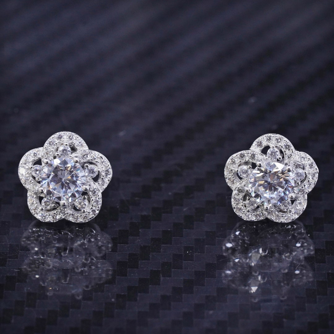 Vintage Sterling Silver 925 Circle Cz Studs Earrings, Stamped 925 - Etsy