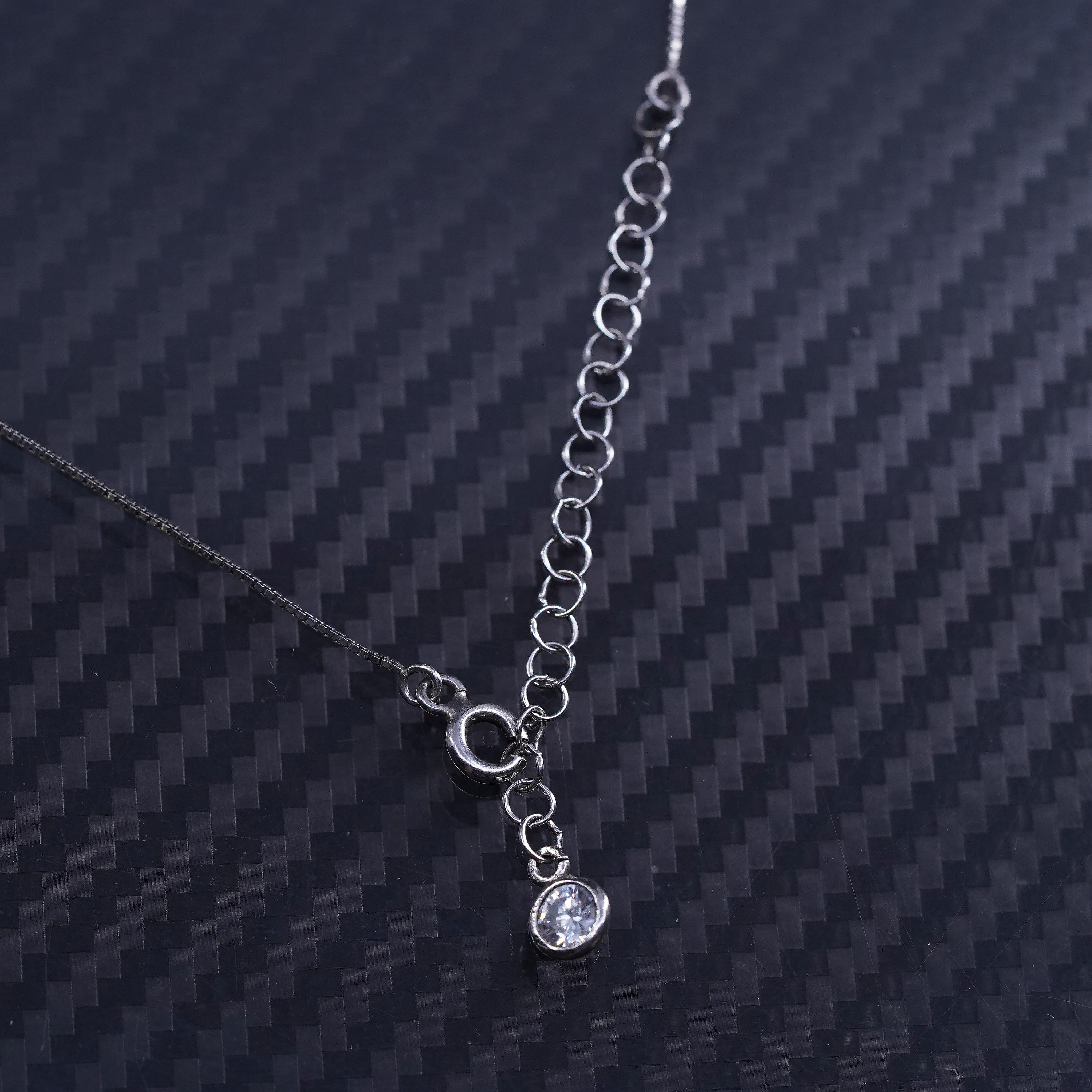 16+2”, Vintage Sterling Silver 925 Box Chain Necklace With Teardrop ...