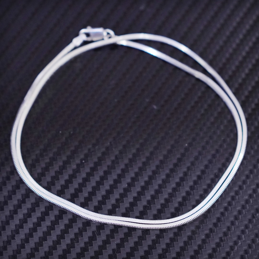 18” 1.6mm, Vintage Italian Sterling Silver 925 Square Snake Chain ...