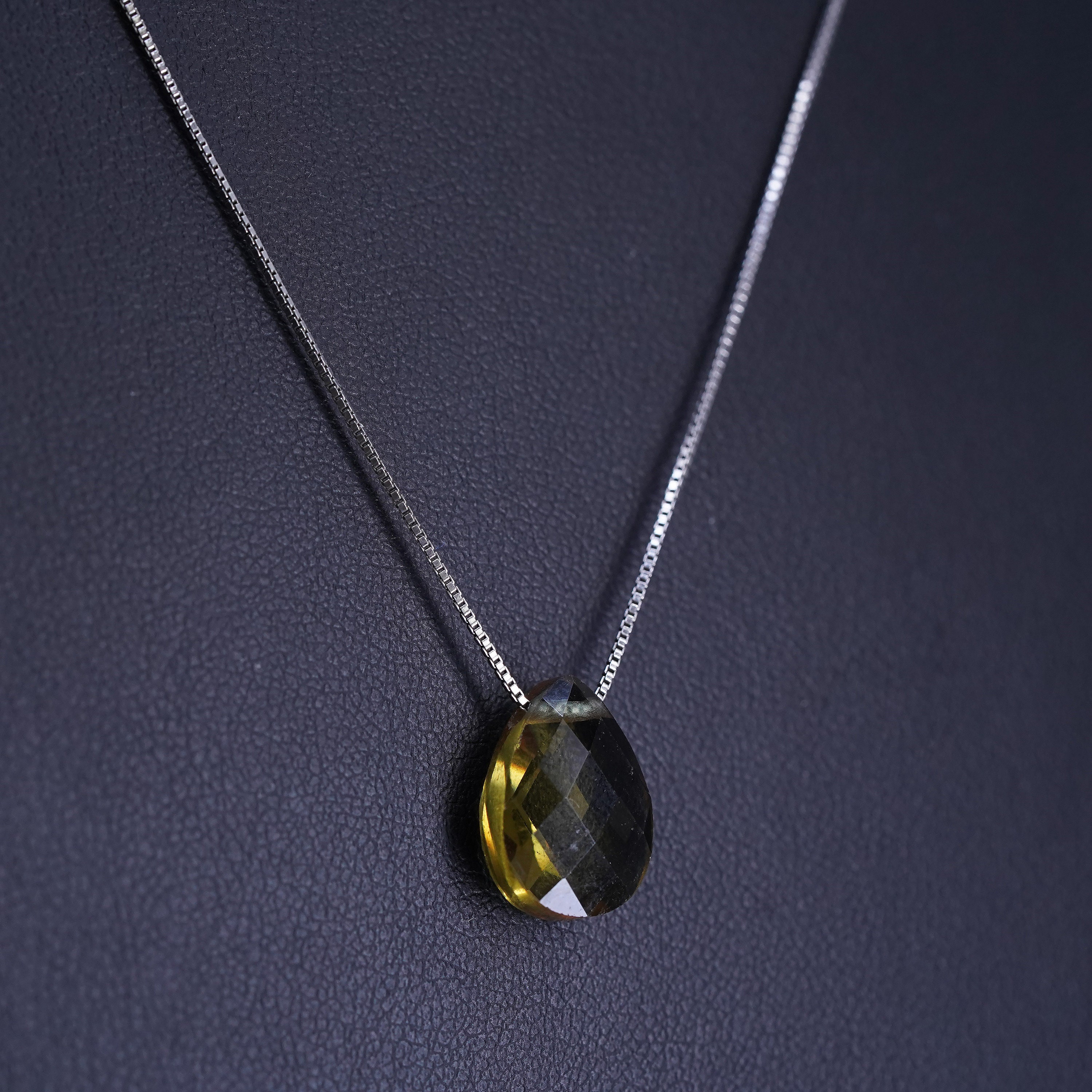 16+2”, Vintage Sterling Silver 925 Box Chain Necklace With Teardrop ...