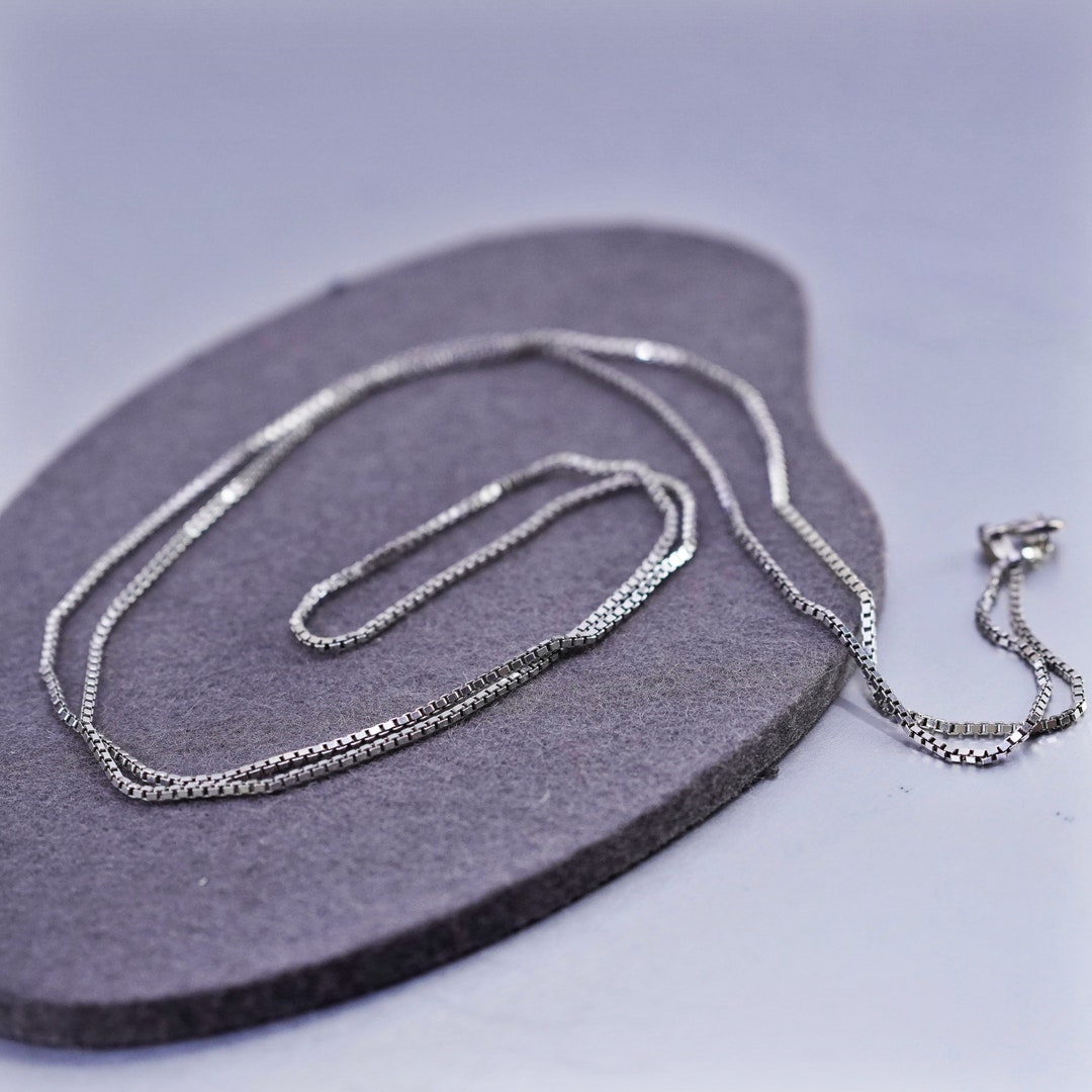 30” 1mm, Vintage Italian Sterling Silver 925 Box Chain Necklace ...