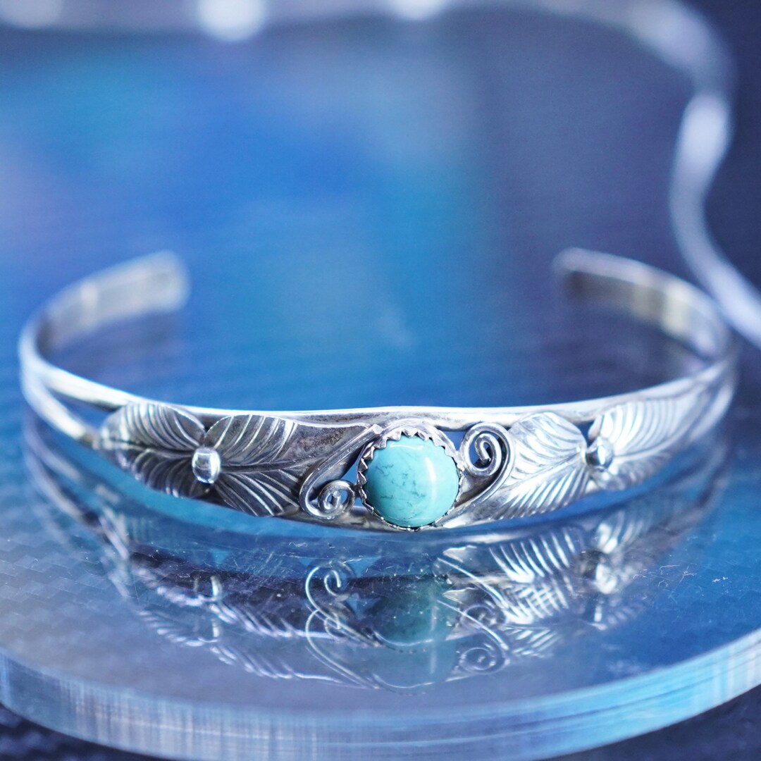 6.5”, Native American Southwestern Jason Livingston Sterling Silver 925 Handmade Cuff, Bracelet ...