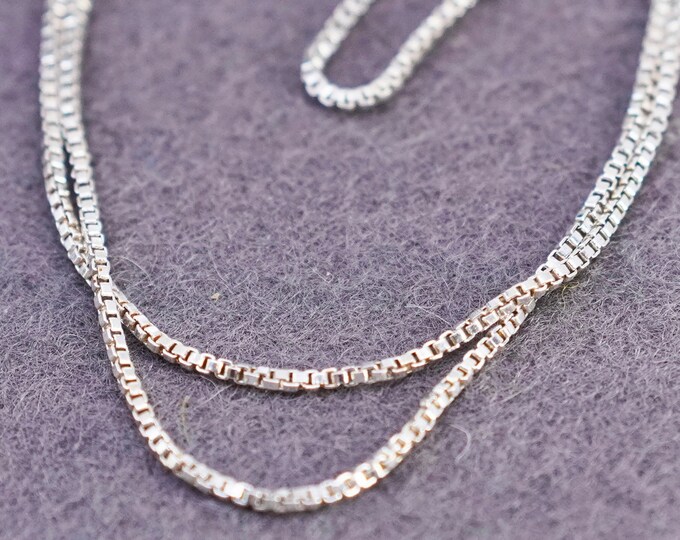 18”, Vintage Italian Sterling Silver 925 Box Chain Necklace, Stamped ...