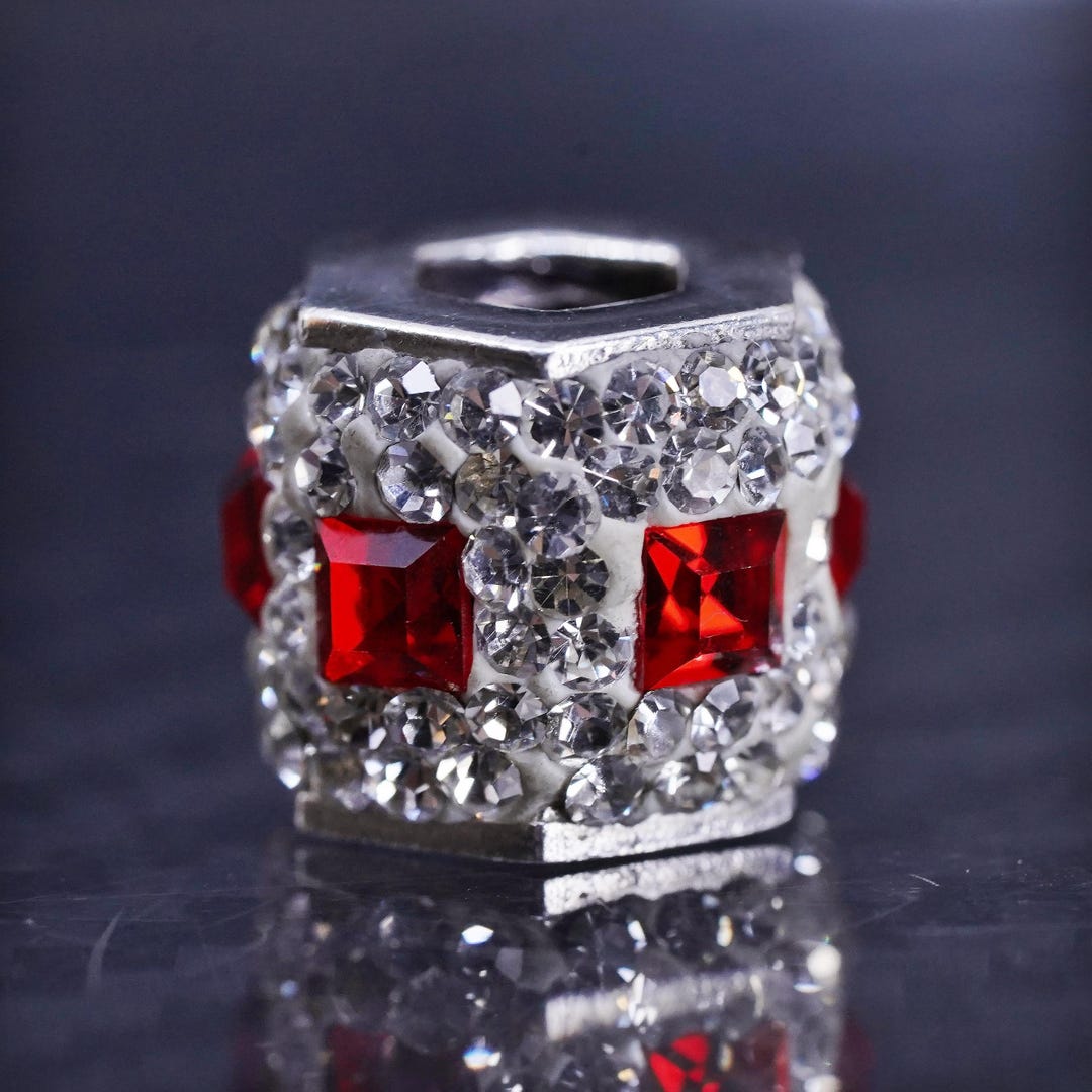 Vintage Sterling Silver 925 Handmade Charm With Beads and Cluster Cz ...