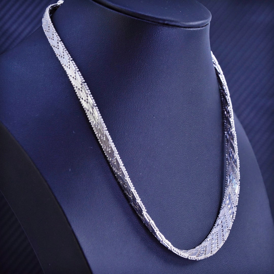 16”, Vintage Italian Sterling Silver Necklace, 925 Graduated Riccio ...