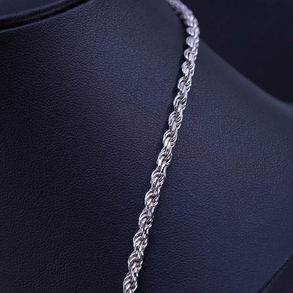30” 3mm, vintage Italian sterling silver 925 rope cha… - Gem