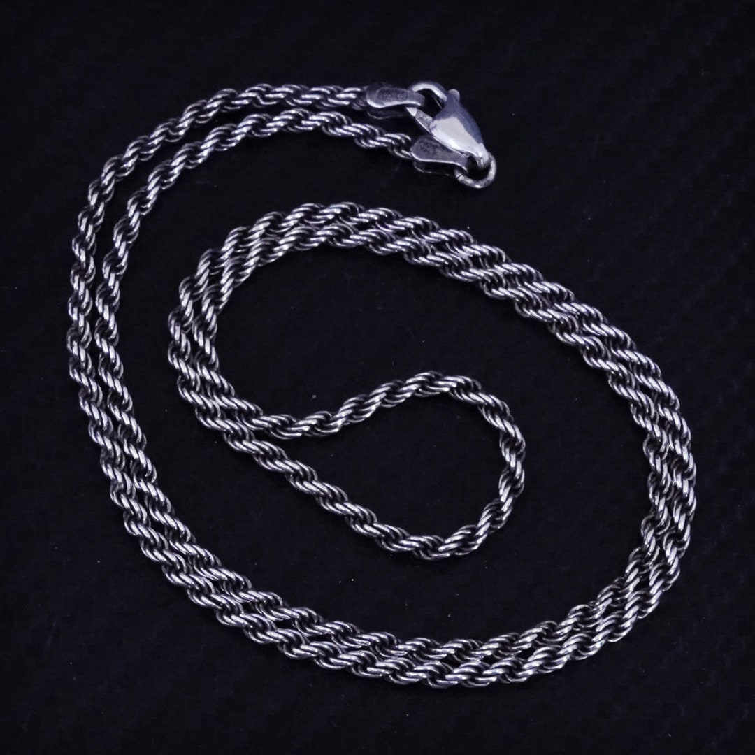 20 3mm, Vintage Italian Sterling Silver 925 Rope Chain Necklace ...