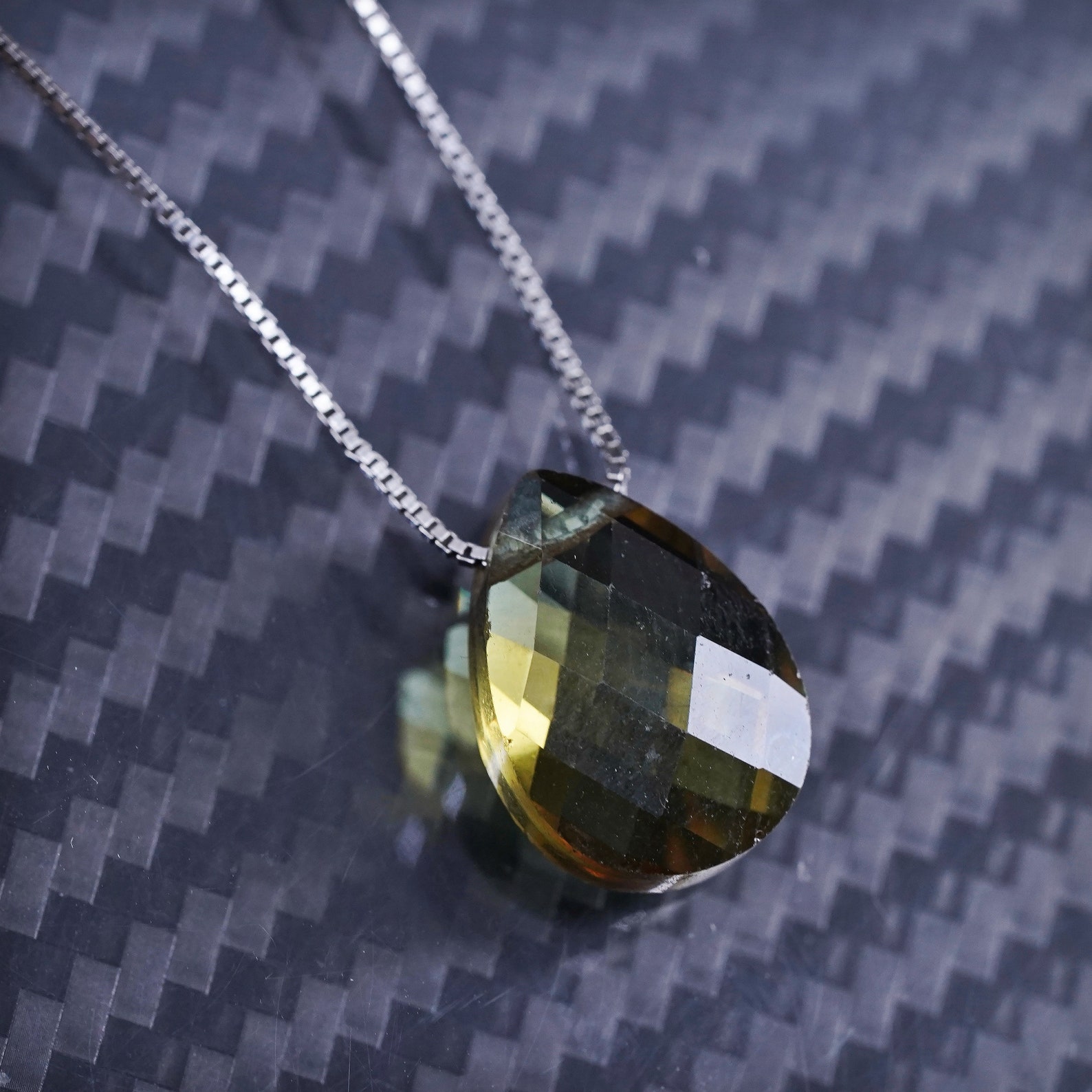 16+2”, Vintage Sterling Silver 925 Box Chain Necklace With Teardrop ...