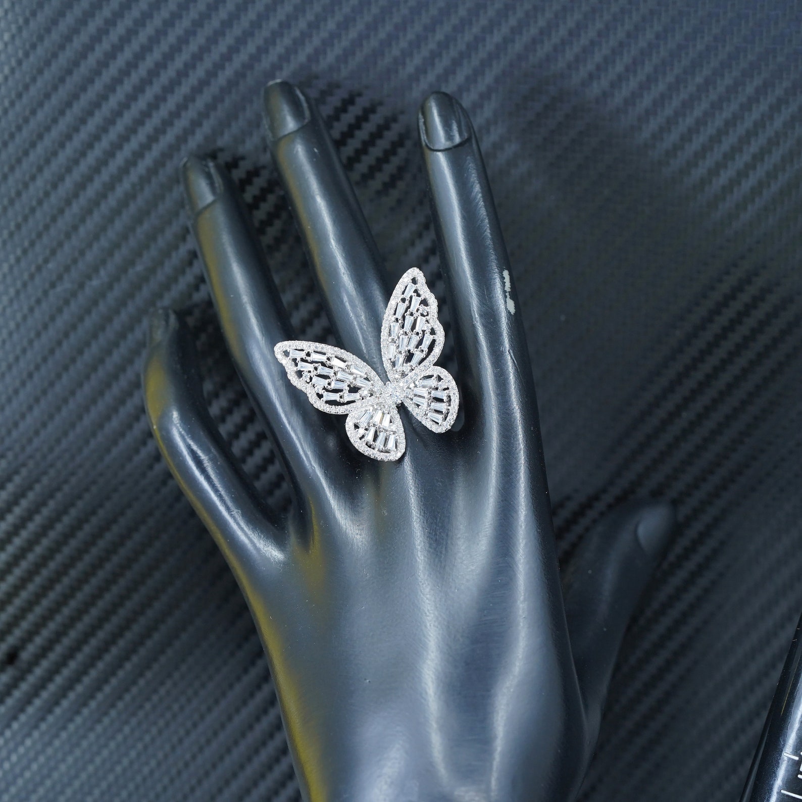 Size 7, Vintage Sterling Silver 925 Statement Butterfly Ring With ...