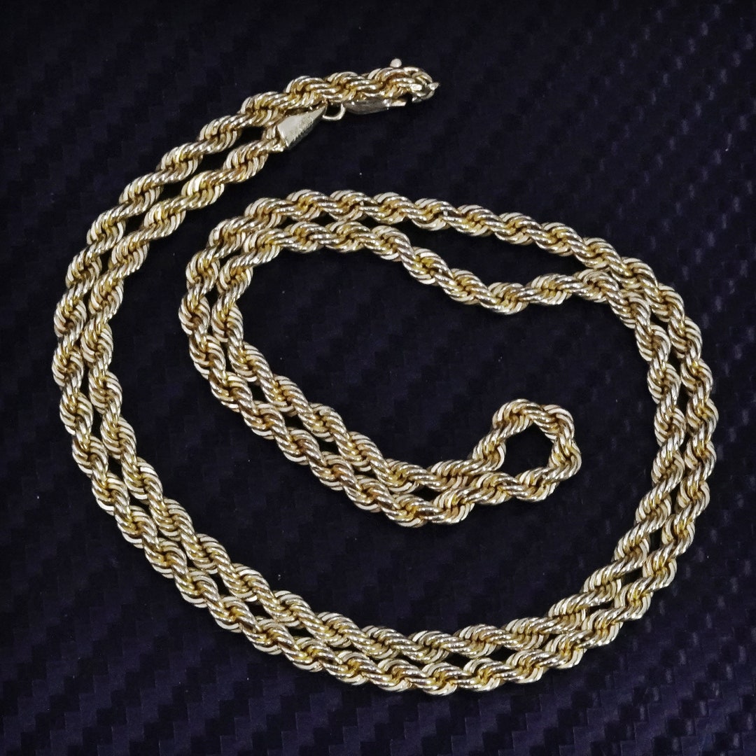 20” 3mm, Vintage Italian 1/10 10K Vermeil Yellow Gold Over Sterling ...