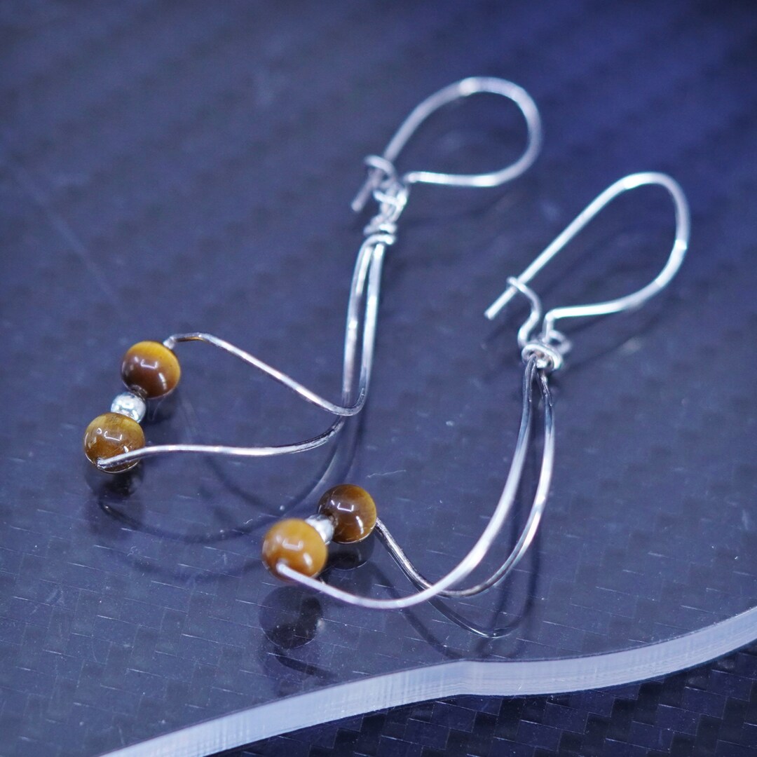 Vintage Southwestern Sterling Silver 925 Wired Earrings With Golden ...