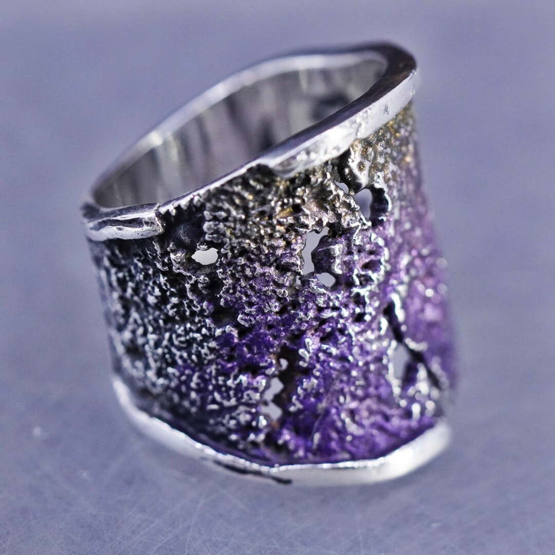Size 7, Vintage Brutalism Arior Jewelry, Sterling Silver 925 Handmade ...