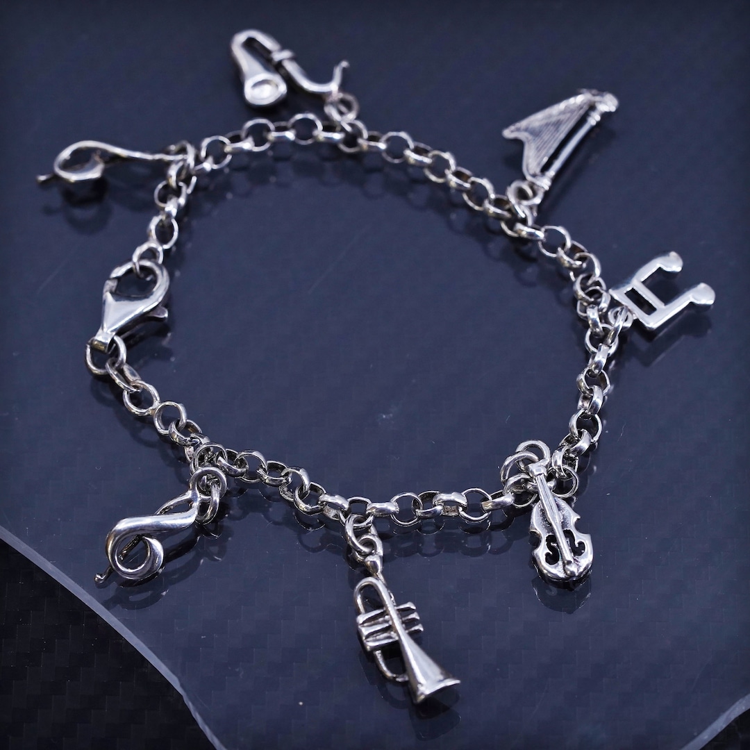 7, Vintage Italian Sterling Silver 925 Handmade Circle Chain Bracelet ...