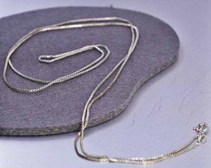 30” 1mm, Vintage Italian Sterling Silver 925 Box Chain Necklace ...