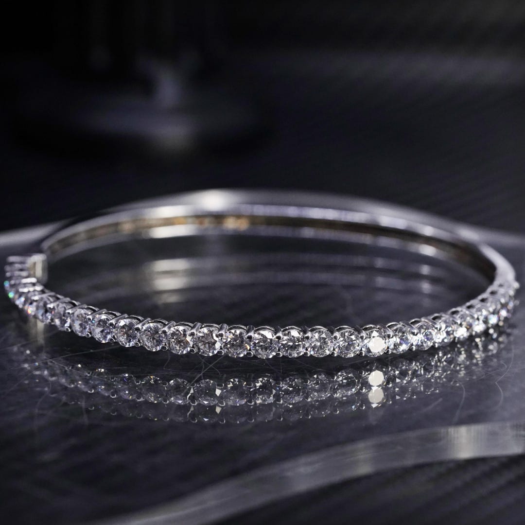 8”, Vintage Sterling Silver 925 Hinged Bangle, Stackable Bracelet With ...