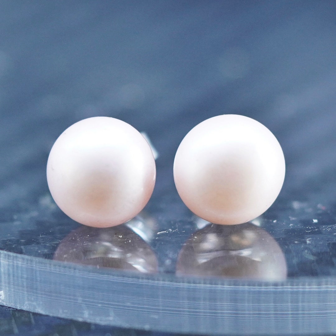 Vintage Sterling Silver 925 Pearl Studs Earrings, Stamped 925 - Etsy