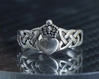 Claddagh Celtic Irish Heart Ring Sterling Silver 925 With - Etsy