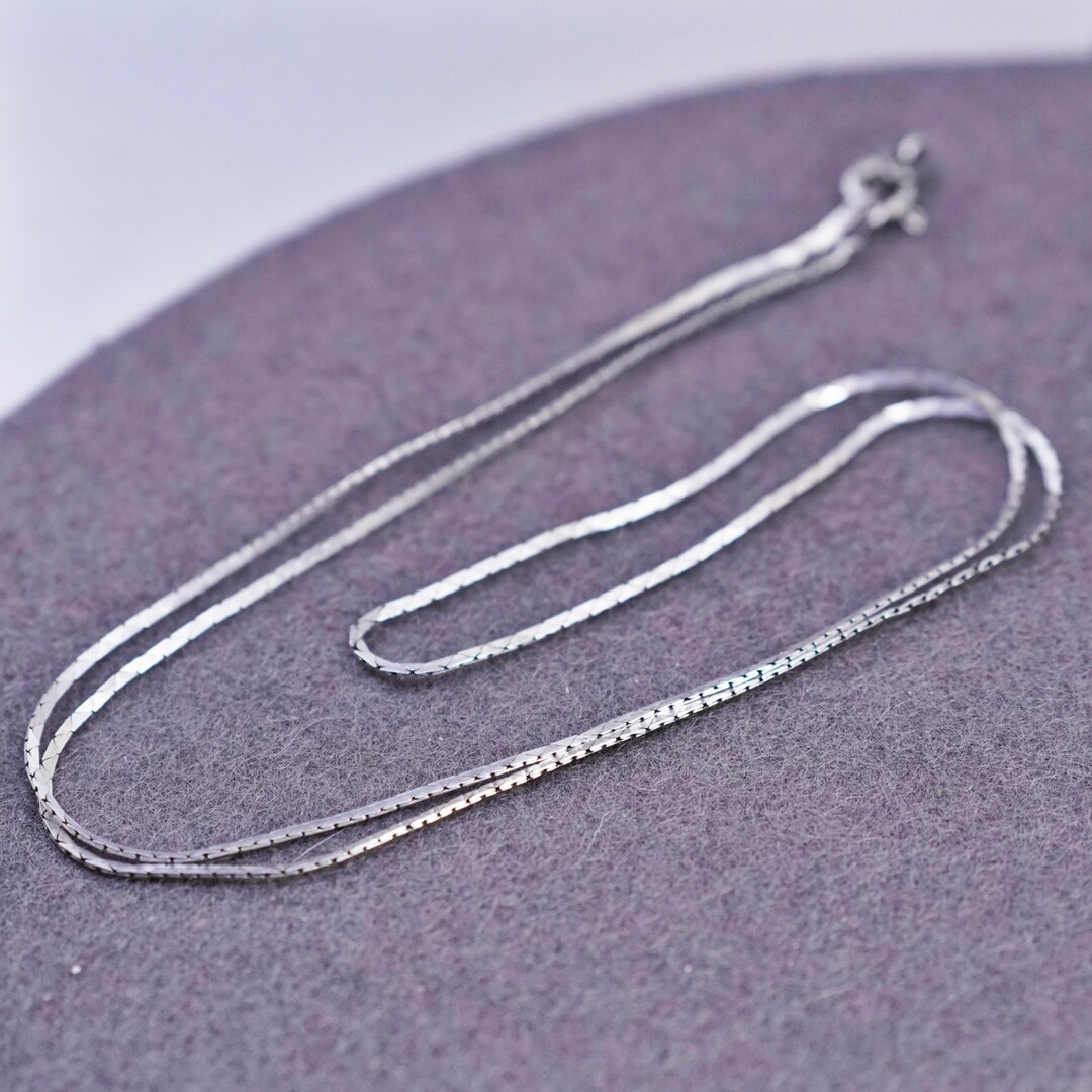 18” 1mm, Vintage Italian Sterling Silver 925 Snake Chain Necklace ...