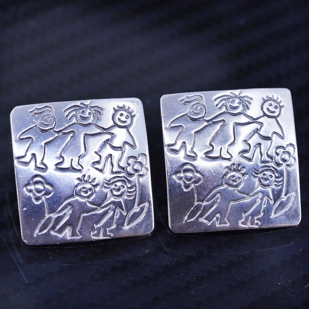 Vintage Mexican Sterling Silver 925 Boy Girl “save the Children” Square ...