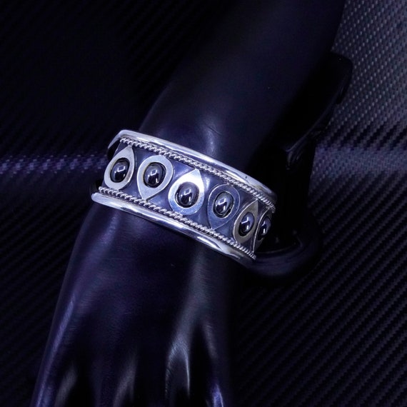6.25”, vintage Mexico Sterling Silver 925 wide cuff b… - Gem