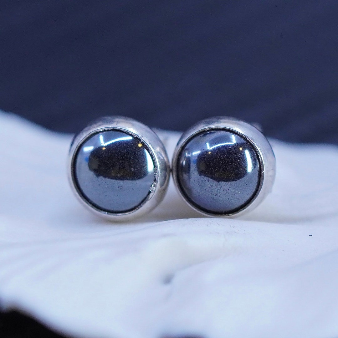 Vintage Sterling Silver 925 Handmade Studs Earrings With Hematite ...
