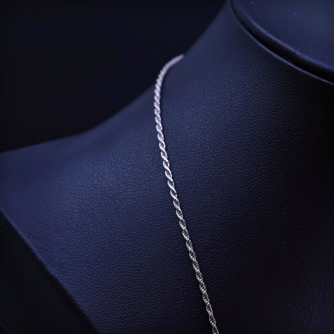 30” 1.6mm, Vintage Italian Sterling Silver 925 Rope Chain Necklace ...