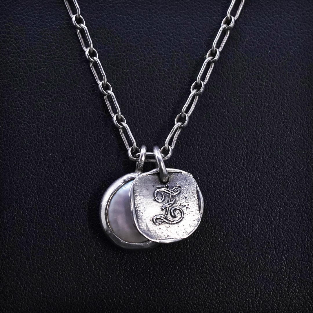 20” 3mm, Vintage Sterling Silver 925 Elongated Chain Necklace With Coin ...