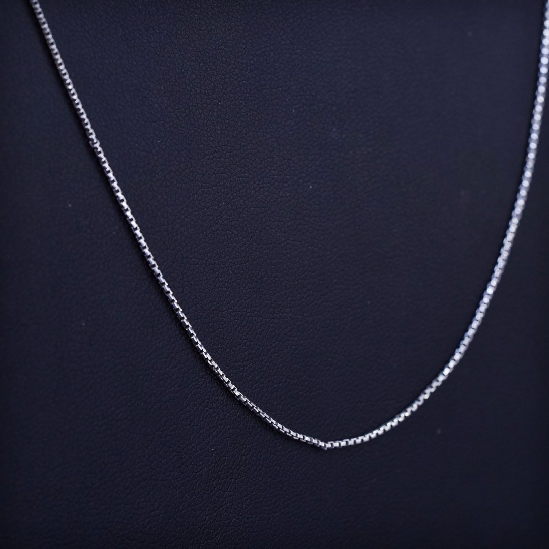 21 1mm, Vintage Italian Sterling Silver 925 Box Chain Necklace, Stamped ...